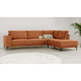 Ecksofa OTTO HOME "OLAND L-Form, B: 289 cm, Skandi-Design", brick, B:289cm H:85cm T:210cm, 100% Polyester, Sofas, Ecksofa, Struktur, Flachgewebe, Luxus-Microfaser, Boucle