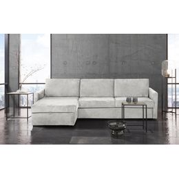 Schlafsofa Home Affaire "GOLDPOINT Ecksofa 264 cm, Liegefl&auml;che (140/200cm), L-Form", silber, B:264cm H:85cm T:157cm, Stuktur weich (100% Polyester);Luxus-Microfaser (100% Polyester), Sofas, Schlafsofa, Bettfunktion, Bonell-Federkernmatratze und Dauerschl&auml;fer-Funktion