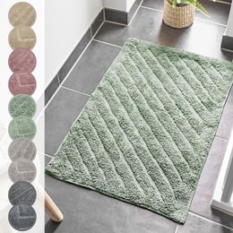 Badematte ANDIAMO "Havanna, 50x80 cm, Badvorleger, Badezimmer Teppich", gr&uuml;n (salbei, gesteift), H:7,5mm, Baumwolle, Polyester, Badematten, Badematte, Badteppich, Uni Farben, Hoch-Tief Effekt, verschiedene Designs