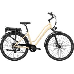E-Bike MAXTRON "Maxtron Urban 7 E-Citybike 28 Zoll" Gr. 45, beige, schwarz, Elektrofahrr&auml;der, 45cm, 20 Zoll (50,80cm), Tiefeinsteiger f&uuml;r Damen