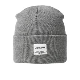 Jack & Jones Strickm&uuml;tze JACK & JONES "JACLONG KNIT BEANIE NOOS", Herren, grau (grau melange), Strick, Kunstfaser, unifarben, M&uuml;tzen Strickm&uuml;tze
