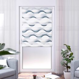Doppelrollo K-home "Wellen Design", grau, wei&szlig;, wei&szlig;, B:40cm H:200cm, Polyester, Rollos, Bedruckt mit Muster