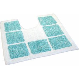 Badematte Mesana "Karo Melange, Badvorleger, Badezimmer Teppich" Gr. 14, blau (aqua), H:15mm, Baumwolle, Badematten, Badematte, modernes Design, mit Bord&uuml;re, rechteckig & quadratisch erh&auml;ltlich