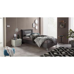 Polsterbett, grau (anthrazit, grau), B:110cm L:210cm, Bezug Bett: Kunstleder;Bonnell-Federkernmatratze: 51% Polypropylen, 39% Polyester und 10% Baumwolle;Kaltschaummatratze: 100% Polyester, Bezug abnehm- und waschbar bis 60C, Westfalia Schlafkomfort, Betten, Polsterbett