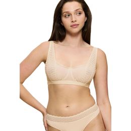 B&uuml;gel-BH Triumph "Aura Spotlight T", Damen, Gr. 75, Cup E, beige (creamy dream), Spitze, Obermaterial: 85% Polyamid, 15% Elasthan, unifarben, BHs B&uuml;gel-BH, moderne Grafikspitze, eckiger Ausschnitt