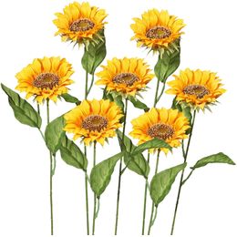 Kunstblume Creativ green, gelb, H:66cm, Kunststoff, Polyester, Kunstpflanzen, 7er Set