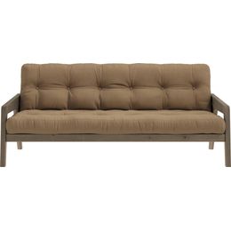Schlafsofa Karup Design "Grab, inkl. Futonmatratze - aus massivem Kieferholz, 130x190 cm", braun (mocca), B:204cm H:40cm T:90cm, 80% Baumwolle + 20% polyester, Sofas, Schlafsofa, Mit Holzstruktur, inkl. Futonmatratze, Liegefl&auml;che 130x190 cm