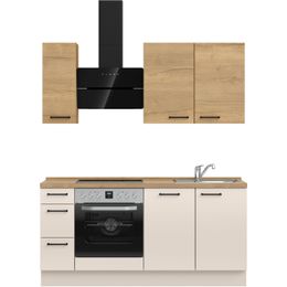 K&uuml;chenzeile Nobilia "MIAMI", Ausrichtung w&auml;hlbar, Breite 180 cm", k&uuml;che: natur, korpus: sand, eiche sierra nachbildung, arbeitsplatte: eiche sierra nachbildung, B:180,3cm H:216,6cm T:60cm, Komplettk&uuml;chen-Sets, K&uuml;chenzeile, vormontiert, wahlw. mit unterschiedlichen E-Ger&auml;ten-Sets