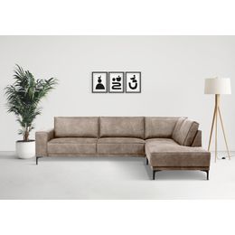 Ecksofa OTTO HOME "OLAND L-Form, B: 289 cm, Skandi-Design", grau (taupe), B:289cm H:85cm T:210cm, 100% Polyester, Sofas, Ecksofa, Struktur, Flachgewebe, Luxus-Microfaser, Boucle