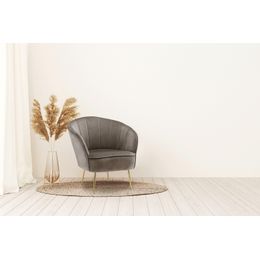 Sessel Kayoom "Poola 100, gem&uuml;tlicher Cocktail-Sessel, edler Samtbezug", grau (taupe), B:76cm H:78cm T:67cm, Bezug: 100% Polyester (Samt) / Korpus: Sperrholz/ Gestell: Eisen, Sessel, Sessel, samtweich, gesteppt, gem&uuml;tlich, tiefe Sitzh&ouml;he von 79cm