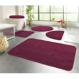 Badematte Kinzler "Chaozhou, Badvorleger, Badezimmer Teppich", rot (bordeaux), H:20mm, Polyester, Badematten, Badematte, Badteppich, Uni Farben, weich, als rechteckig, rund & Set erh&auml;ltlich