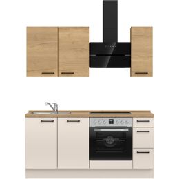 K&uuml;chenzeile Nobilia "MIAMI", Ausrichtung w&auml;hlbar, Breite 180 cm", k&uuml;che: natur, korpus: sand, eiche sierra nachbildung, arbeitsplatte: eiche sierra nachbildung, B:180,3cm H:216,6cm T:60cm, Komplettk&uuml;chen-Sets, K&uuml;chenzeile, vormontiert, wahlw. mit unterschiedlichen E-Ger&auml;ten-Sets