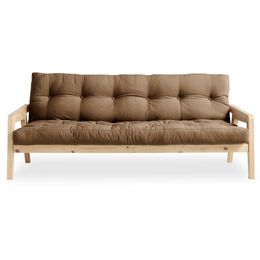 Schlafsofa Karup Design "Grab, inkl. Futonmatratze - aus massivem Kieferholz, 130x190 cm", braun (mocca), B:204cm H:40cm T:90cm, Sofas, Schlafsofa, Mit Holzstruktur, inkl. Futonmatratze, Liegefl&auml;che 130x190 cm