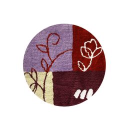 Badematte Kinzler "Gedinne, Badvorleger, Badezimmer Teppich" Gr. 7, lila (aubergine), H:20mm, Polyester, Badematten, Badematte, Badteppich, rund, modernes florales Patchwork Design, waschbar