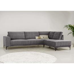 Ecksofa OTTO HOME "OLAND L-Form, B: 289 cm, Skandi-Design", grau (dunkelgrau), B:289cm H:85cm T:210cm, 100% Polyester, Sofas, Ecksofa, Struktur, Flachgewebe, Luxus-Microfaser, Boucle