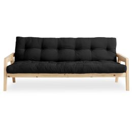 Schlafsofa Karup Design "Grab, inkl. Futonmatratze - aus massivem Kieferholz, 130x190 cm", grau (dunkelgrau), B:204cm H:40cm T:90cm, Sofas, Schlafsofa, Modern, platzsparend & ideal als Sofa oder G&auml;stebett. Mehrere Farben