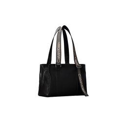 Tragetasche Calvin Klein "WEBBING ADJ STRAP TOTE", Damen, Gr. B/H/T: 36,5cm x 26cm x 15cm, schwarz, Lederimitat, unifarben, Taschen, gro&szlig;e Tote Bag, Schultertasche mit Logoschriftz&uuml;gen