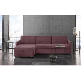 Schlafsofa Home Affaire "GOLDPOINT Ecksofa 264 cm, Liegefl&auml;che (140/200cm), L-Form", lila (beere), B:264cm H:85cm T:157cm, Stuktur weich (100% Polyester);Luxus-Microfaser (100% Polyester), Sofas, Schlafsofa, Bettfunktion, Bonell-Federkernmatratze und Dauerschl&auml;fer-Funktion