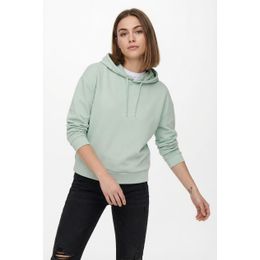 Kapuzensweatshirt Only Play "ONPLOUNGE LS HOOD SWEAT - NOOS", Damen, Gr. L, surf spray, Sweatware, Obermaterial: 80% Polyester, 15% Viskose, 5% Elasthan, unifarben, regular fit normal, Rundhals, angesetztes B&uuml;ndchen, Sweatshirts