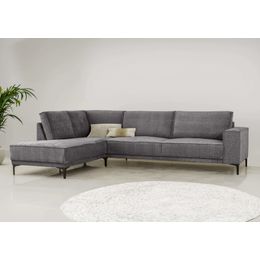 Ecksofa OTTO HOME "OLAND L-Form, B: 289 cm, Skandi-Design", grau (dunkelgrau), B:289cm H:85cm T:210cm, 100% Polyester, Sofas, Ecksofa, Struktur, Flachgewebe, Luxus-Microfaser, Boucle