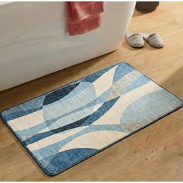 Badematte Gino Falcone "Aquata GF-170, Badvorleger, Badezimmer Teppich", blau, H:5mm, Kunstfaser, Badematten, Badematte, Badteppich, bedruckt, modernes Design, rechteckig
