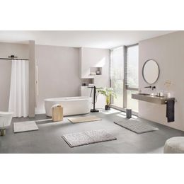 Badematte Kleine Wolke "Avera, Badvorleger, Badezimmer Teppich", grau (schiefer), H:50mm, Baumwolle, Polyester, Badematten, Badematte, Badteppich, Uni Farben, handgewebt, quadratisch & rechteckig
