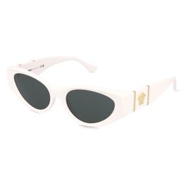 Versace 0VE4454 | Damen-Sonnenbrille | Fassung: Vollrand, Cat Eye, Acetat, Wei&szlig; Transparent | Glasfarbe: Grau