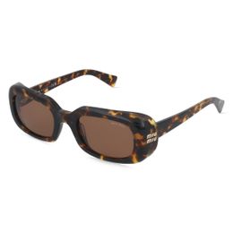 Miu Miu MU B13S | Damen-Sonnenbrille | Fassung: Vollrand, Eckig, Acetat, Gelb Havanna | Glasfarbe: Braun