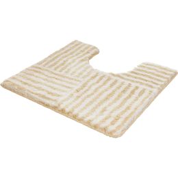Badematte Kleine Wolke "Chelsea, Badvorleger, Badezimmer Teppich", beige (sandbeige), H:20mm, Polyester, Badematten, Badematte, Badteppich, modernes Design, gestreift