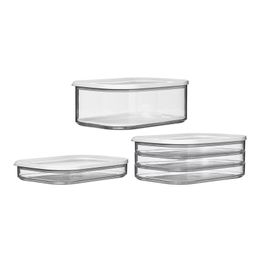 Vorratsdose Mepal "Aufschnittdosen Modula 3er Set transparent", bunt (transparent), B:2cm H:2cm L:2cm, Kunststoff, Lebensmittelaufbewahrungsbeh&auml;lter, Vorratsdose