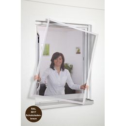 Insektenschutz-Fensterrahmen Hecht INTERNATIONAL "Basic", braun (rahmen: braun gewebe: anthrazit), B:130cm H:150cm, Insektenschutzgitter