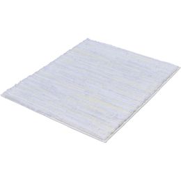 Badematte Kleine Wolke "Glow, Badvorleger, Badezimmer Teppich", wei&szlig;, H:14mm, Polyester, Badematten, Badematte, Badteppich, Uni Farben, Streifen Struktur, Hoch-Tief Effekt