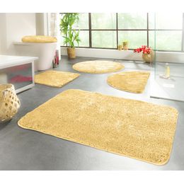 Badematte Kinzler "Chaozhou, Badvorleger, Badezimmer Teppich" Gr. 8, gelb, H:20mm, Polyester, Badematten, Badematte, Badteppich, Uni Farben, weich, als rechteckig, rund & Set erh&auml;ltlich