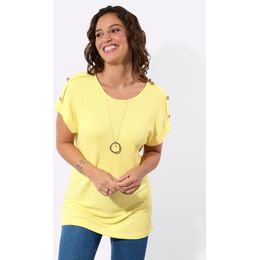 Kurzarmshirt Casual Looks "Kurzarm-Shirt", Damen, Gr. 44, zitrone, 95% Viskose, 5% Elasthan, unifarben, Rundhals, Shirts