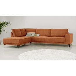 Ecksofa OTTO HOME "OLAND L-Form, B: 289 cm, Skandi-Design", brick, B:289cm H:85cm T:210cm, 100% Polyester, Sofas, Ecksofa, Struktur, Flachgewebe, Luxus-Microfaser, Boucle