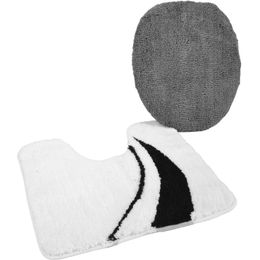 Badematte Kinzler "Gavere, Badvorleger, Badezimmer Teppich" Gr. 9, grau (anthrazit), H:20mm, Polyester, Badematten, Badematte, modernes Design, als rechteckig, rund & 2-tlg. Set erh&auml;ltlich