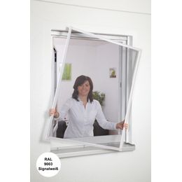 Insektenschutz-Fensterrahmen Hecht INTERNATIONAL "Basic", wei&szlig; (rahmen: wei&szlig; gewebe: anthrazit), B:130cm H:150cm, Insektenschutzgitter