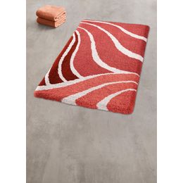 Badematte Kleine Wolke "Flame, Badvorleger, Badezimmer Teppich", rot (marsala), H:15mm, Polyacryl, Badematten, Badematte, Badteppich, modernes Wellen Design