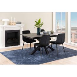 Esstisch ACTONA GROUP "Heaven,Tischplatte aus Keramik, ausziehbar - robust & pflegeleicht", schwarz (schwarz, schwarz), B:210cm H:76cm T:90cm, Tische, Esstisch, Kratzfest, wasserabweisend, Sitzplatz f&uuml;r 4-8 Personen, B: 168/210 cm