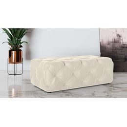 Polsterhocker Home Affaire "FOLLINA", beige (creme), B:130cm H:39cm T:65cm, 100% Polyester, Hocker, Polsterhocker, Polsterhocker mit klassischer Chesterfield-Knopfheftung