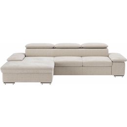 Sit & More Ecksofa SIT & MORE "Valantine L-Form, B: 286 cm", beige (nature), B:286cm H:73cm T:174cm, 100% Polyester, Sofas, Ecksofa, mit Arm- & Kopfteilverstellung, optional mit Bettfunktion