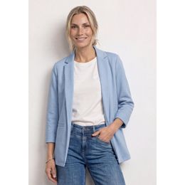 Kurzblazer Street One, Damen, Gr. 42, cashmere blau, Stoff, 83% Polyester, 14% Viskose, 3% Elasthan, unifarben, normal Po-bedeckend, V-Ausschnitt, Aufschlag, Blazer Kurzblazer, mit Reverskragen