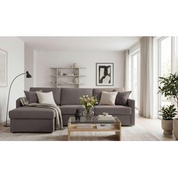 Schlafsofa Home Affaire "GOLDPOINT Ecksofa 264 cm, Liegefl&auml;che (140/200cm), L-Form", braun, B:264cm H:85cm T:157cm, Bezug: 100% Polyester, Sofas, Schlafsofa, Bettfunktion, Bonell-Federkernmatratze und Dauerschl&auml;fer-Funktion
