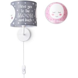 Paco Home Wandleuchte "Aleyna 103", wei&szlig; (grau), 1, &Oslash; 18cm H: 26,5cm, Leuchten, Kinderlampe Babyzimmer Kinderzimmer &Oslash; 18cm Mond Kabel 3m E14, Wandleuchte