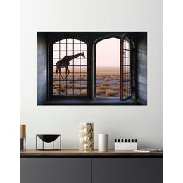 Wandsticker queence "Giraffe", bunt, B:60cm H:40cm, Vinyl, Wandtattoos, Wandsticker, Wandbild, selbstklebend, 3D, Fenster