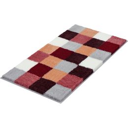 Badematte Kleine Wolke "Caro, Badvorleger, Badezimmer Teppich", orange (terracotta), H:25mm, Kunstfaser, Badematten, Badematte, Badteppich, modernes Karo-Muster, Pastell-Farben, waschbar