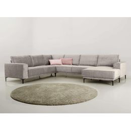 Wohnlandschaft OTTO HOME "OLAND U-Form, XXL, B: 342 cm, Skandi-Design", grau (light grau), B:342cm H:85cm T:260cm, 100% Polyester, Sofas, Wohnlandschaft, Skandi-Design in Struktur, Flachgewebe, Luxus-Microfaser, Boucle
