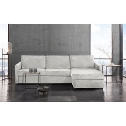 Schlafsofa Home Affaire "GOLDPOINT Ecksofa 264 cm, Liegefl&auml;che (140/200cm), L-Form", silber, B:264cm H:85cm T:157cm, Stuktur weich (100% Polyester);Luxus-Microfaser (100% Polyester), Sofas, Schlafsofa, Bettfunktion, Bonell-Federkernmatratze und Dauerschl&auml;fer-Funktion