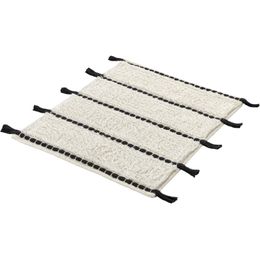 Badematte Kleine Wolke "Travis, Badvorleger, Badezimmer Teppich", beige (natur), H:14mm, Baumwolle, Badematten, Badematte, Badteppich, gestreift mit Quasten, reine Baumwolle, waschbar