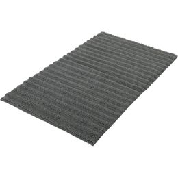 Badematte Kleine Wolke "Yara, Badvorleger, Badezimmer Teppich", grau (schiefer), H:5mm, Baumwolle, Badematten, Badematte, Badteppich, Uni Farben, gestreift, waschbar